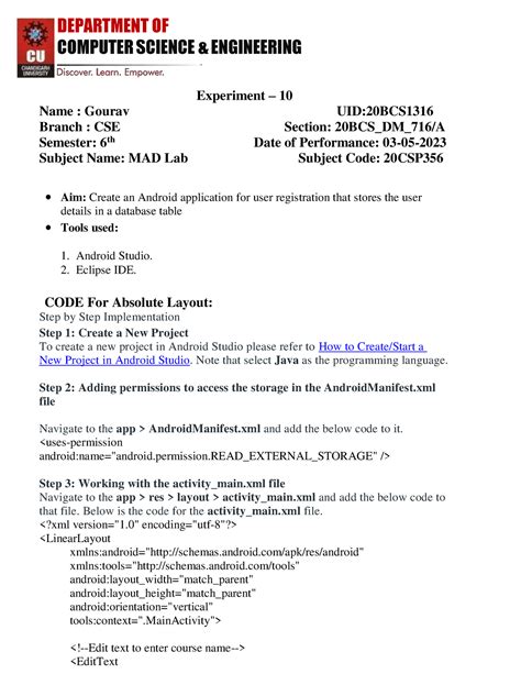 3 Worksheet Computer Science And Engineering Experiment 10 Name