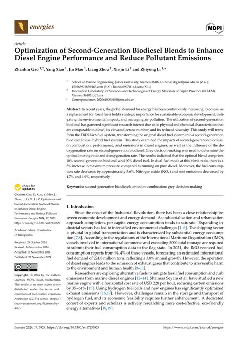 Pdf Optimization Of Second Generation Biodiesel Blends To Enhance Diesel Engine Performance