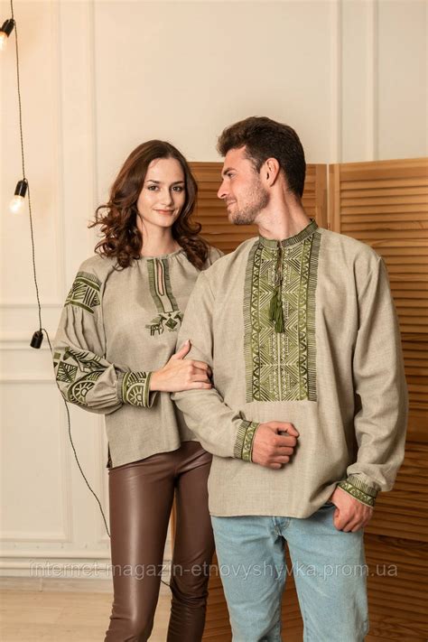 Дизайнерські Парні Вишиті Сорочки в Оливковому Кольорі — Купить Недорого на Bigl Ua 1719118464