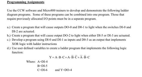 Solved Use The Ccw Software And Micro800 Trainers To Develop