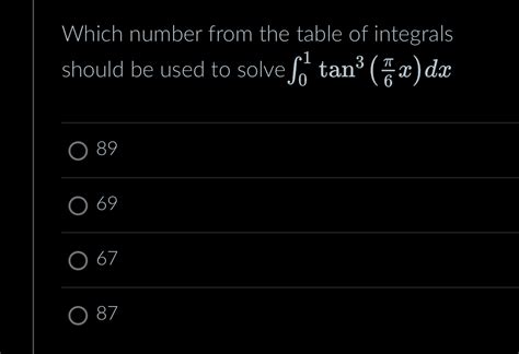 Solved Which number from the table of integrals should be | Chegg.com