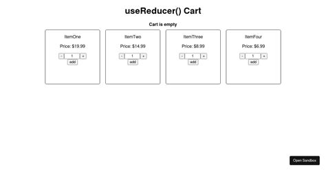 react shopping cart usereducer codesandbox