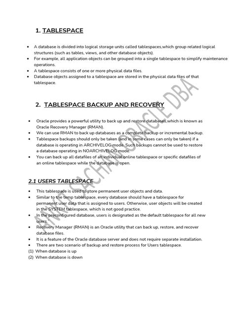 In Depth Guide To Oracle Tablespace Backup And Recovery Pdf