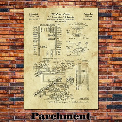 eniac first programmable computer patent print art 1947 etsy