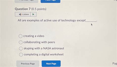 solved question 7 0 5 ﻿points all are examples of active