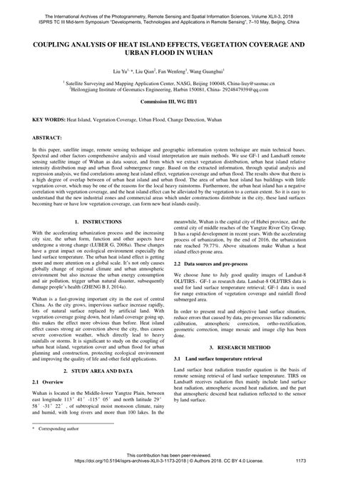 Pdf Coupling Analysis Of Heat Island Effects Vegetation Coverage And