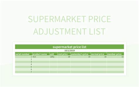 Free Supermarket Templates For Google Sheets And Microsoft Excel Slidesdocs