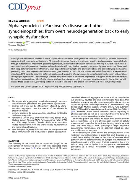 Pdf Alpha Synuclein In Parkinsons Disease And Other Synucleinopathies From Overt