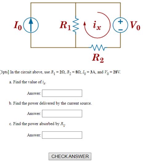 Solved 3pts In The Circuit Above Use R12Ωr28Ωi03 A