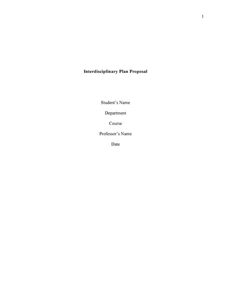 Interdisciplinary Plan Proposal Interdisciplinary Plan Proposal