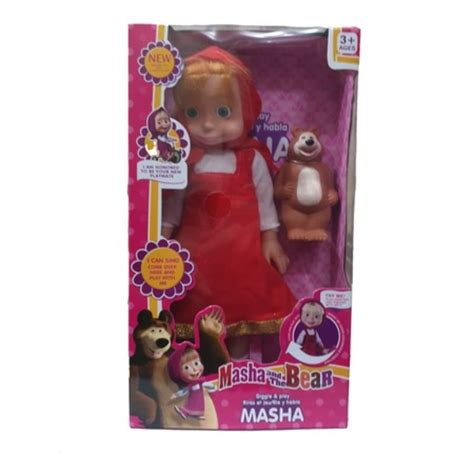 Кукла тип Маша и Мечока комплект 2 части 32см червена рокля Emagbg