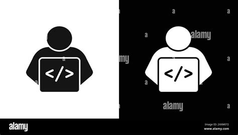 coding icon vector symbol or sign set collection in black and white
