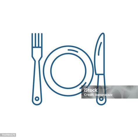 플레이트 포크 및 나이프 라인 아이콘 개념입니다 플레이트 포크 및 나이프 평면 벡터 기호 기호 개요 그림 0명에 대한 스톡 벡터 아트 및 기타 이미지 Istock