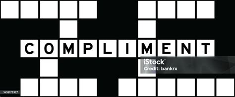 alphabet letter in word compliment on crossword puzzle background stock