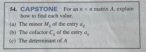 Solved Capstone For An N×n ﻿matrix A ﻿explain How To Find