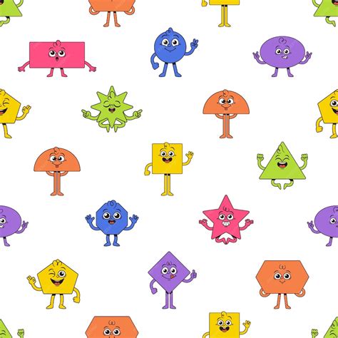 Premium Vector Seamless Pattern With Geometric Figures Characters