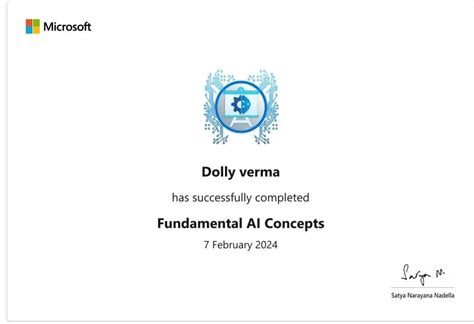 Dolly Verma On Linkedin Certificate Microsoft E Learning Ai Ai Aiconcept Fresher