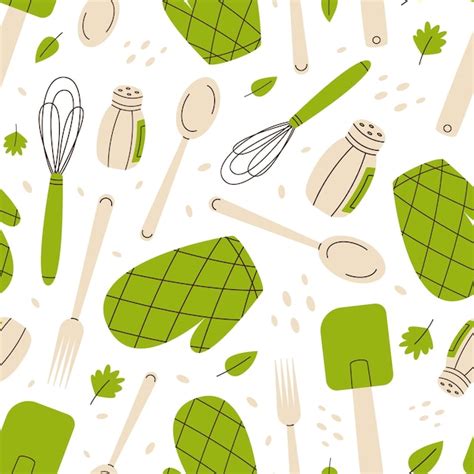 Premium Vector Kitchen Tools Seamless Pattern