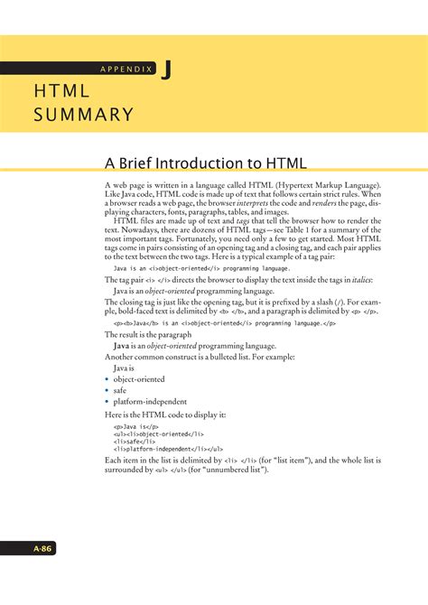 Appendix J Html Summary Appendix J Html Summary A Brief