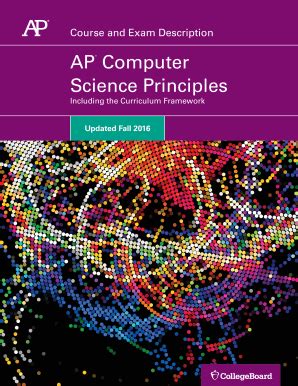 Fillable Online AP Computer Science Principles Including The Curriculum Framework AP Computer