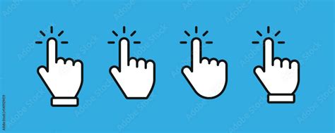 Vector Set Of Hand Cursor Icons Clicking Cursor Pointing Hand Clicks Icons Computer Mouse