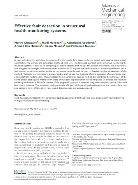 Pdf Effective Fault Detection In Structural Health Monitoring Systems Marwa Chaabane