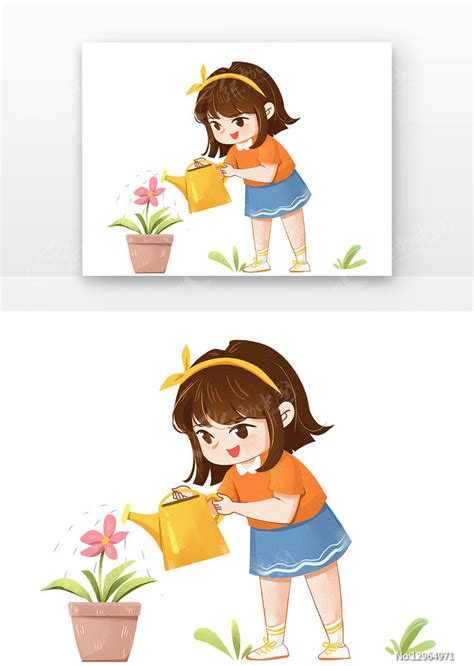 卡通女孩浇花图片下载 红动中国