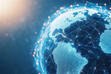 A Modern Digital Globe Highlighting Interconnectedness And Global Data Flow Amid A Cosmic