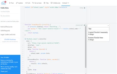 javascript select2 ajax can t select options being pulled in from api