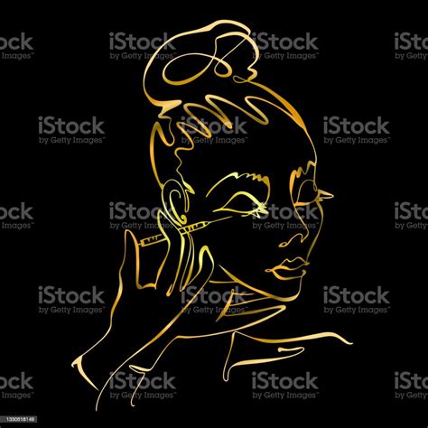 라인 아트 소녀의 얼굴은 한 줄로 그려집니다 뷰티 주사 미용로 미용실 벡터 디자인에 대한 스톡 벡터 아트 및 기타 이미지