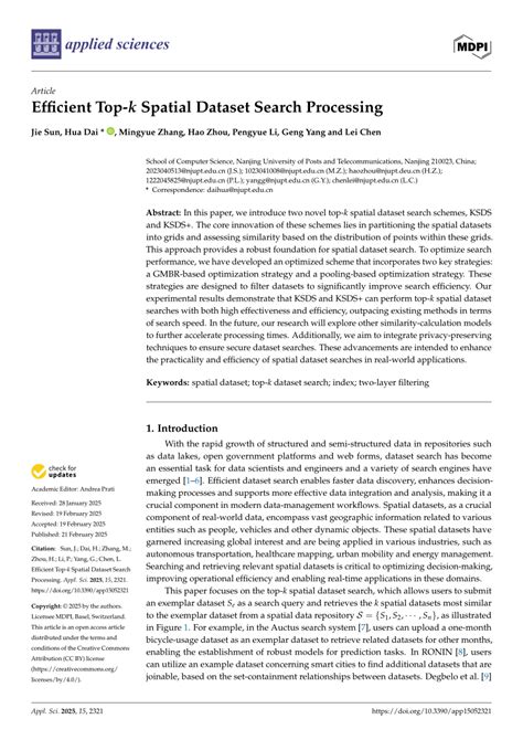 Pdf Efficient Top K Spatial Dataset Search Processing