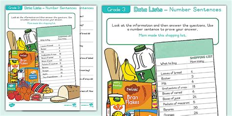 Grade 3 Data Lists Number Sentences Professor Feito