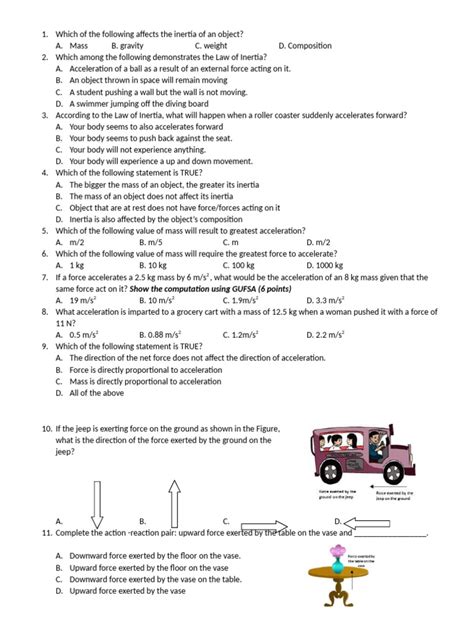 Summative Force And Motion Pdf Force Potential Energy