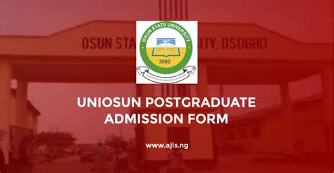 Uniosun Postgraduate Admission Form 20242025 Academic Session Ajls