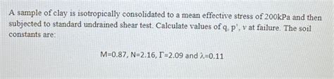 Solved A Sample Of Clay Is Isotropically Consolidated To A