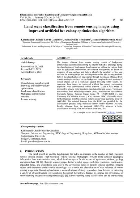 Land Scene Classification From Remote Sensing Images Using Improved Artificial Bee Colony