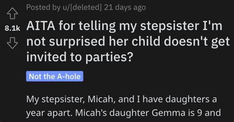 She Told Her Stepbabe Shes Not Surprised Her Kid Doesnt Get Invited To Parties Is She Wrong