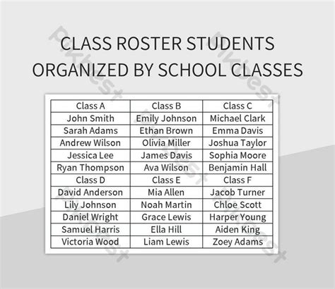 Organizing Babes By Babe Classes In Class Roster Excel Template Free Download Pikbest
