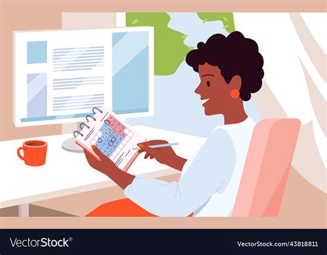 Business Time Management And Planning Female Vector Image