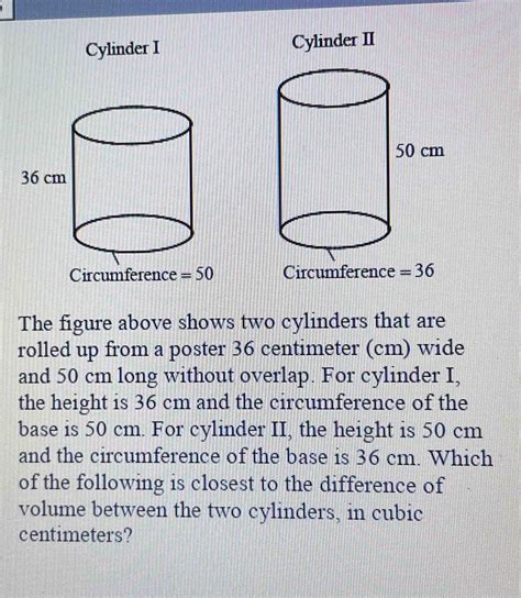 Cylinder I Cylinder Ii Circumference 50 Circumference 36 The Figure