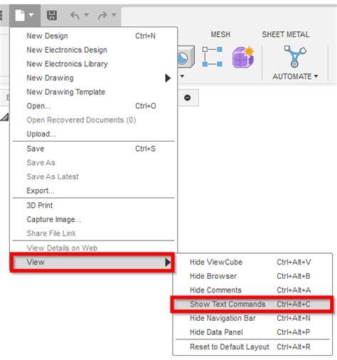How To Show Or Hide The Text Command Window In Fusion How To Show Or Hide The Text Command Window In Fusion