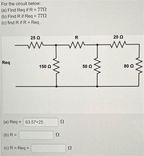 solved for the circuit below a find req if r 77Ω b find