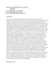 Exploring Diverse Approaches In Multimodal Discourse Analysis Course Hero
