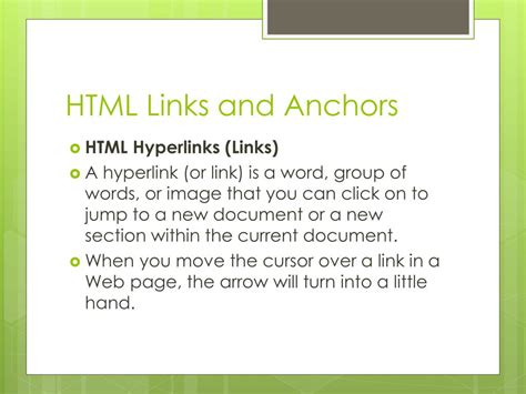 Ppt Html Links And Anchors Powerpoint Presentation Free Download