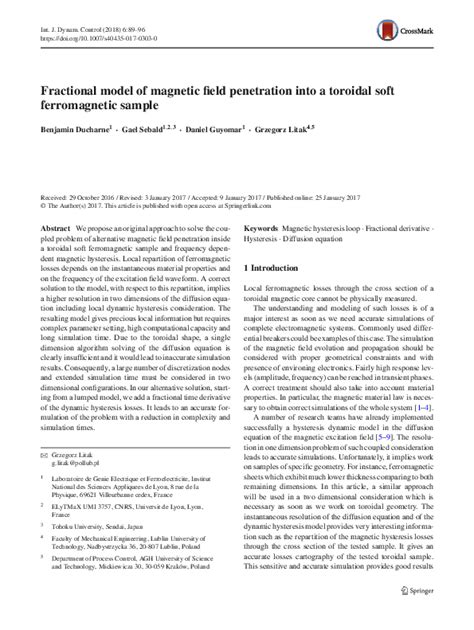 Pdf Fractional Model Of Magnetic Field Penetration Into A Toroidal