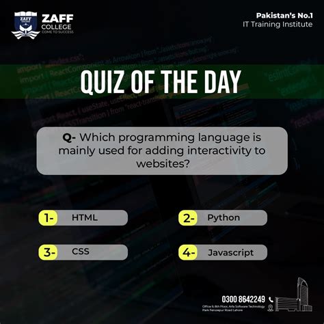 Zaff College On Linkedin Q Which Programming Language Is Mainly Used For Adding Interactivity To
