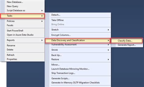 sql data discovery and classification in ssms 17 5 sqlservercentral