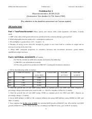 ECON PS Fa ECON Macroeconomics Problem Set Instructor Yao Amber Li Problem Set