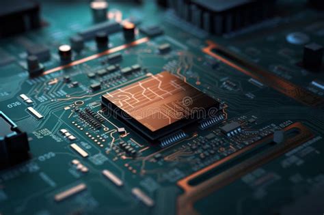 A Close Up Of A Cpu Chip On Top Of A Printed Circuit Board Stock Illustration Illustration Of