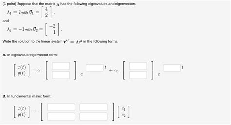 Solved 1 Point Suppose That The Matrix A Has The Following
